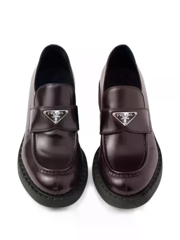 Prada Chocolate Brushed Leather Loafers