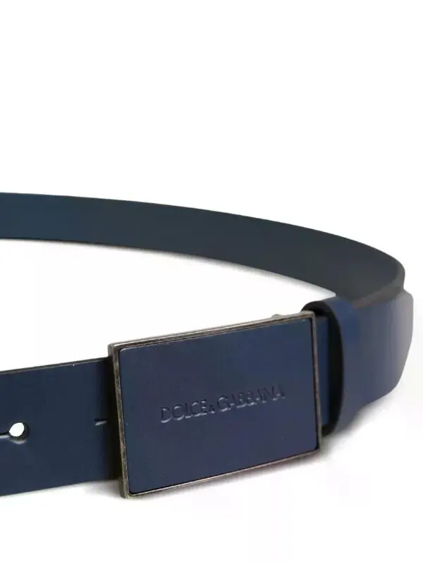 Dolce & Gabbana Logo Plaque Leather Belt