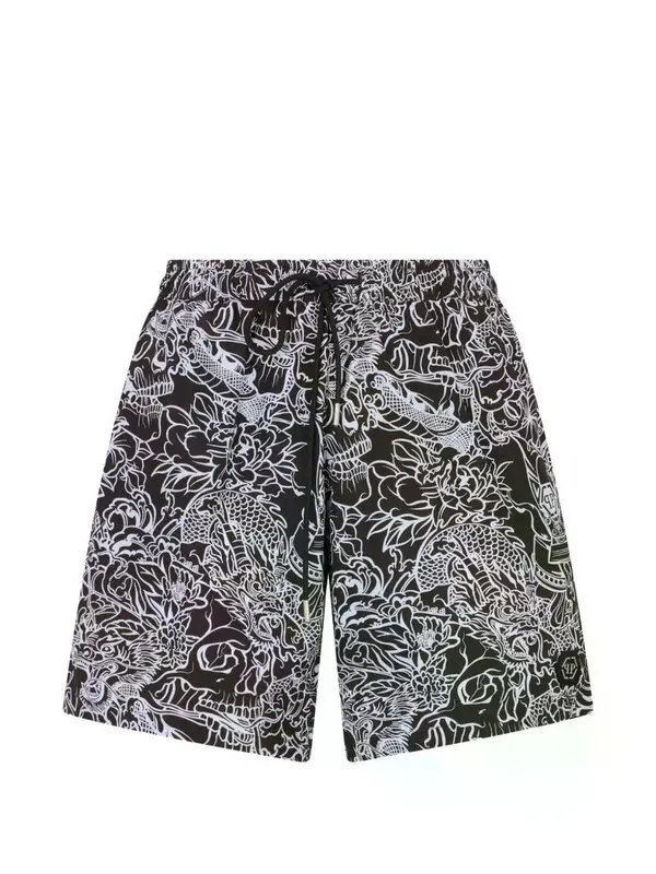 Philipp Plein Skull All-over Print Boardshorts - Black