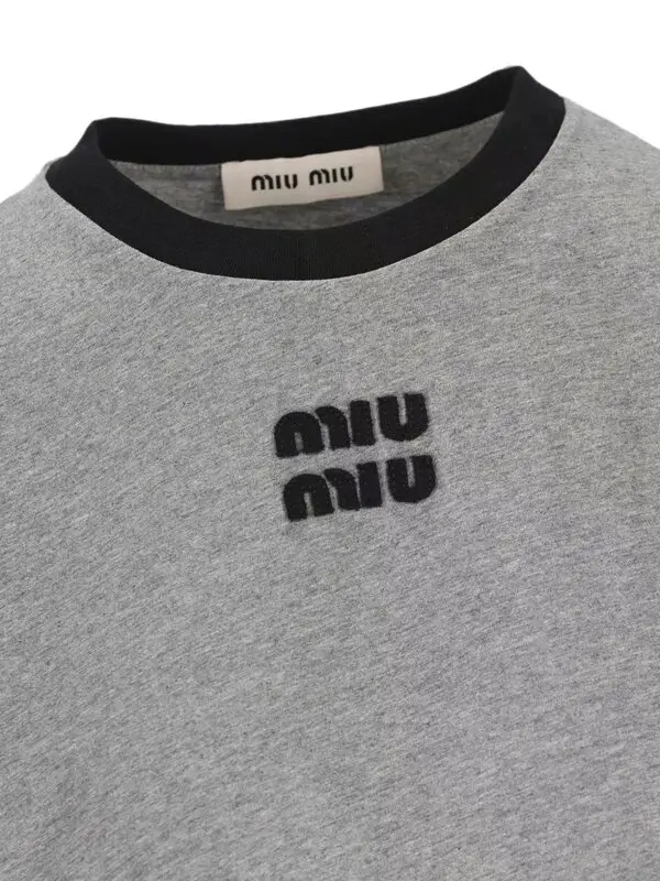 Miu Miu Logo Patch Long Sleeve Sweater