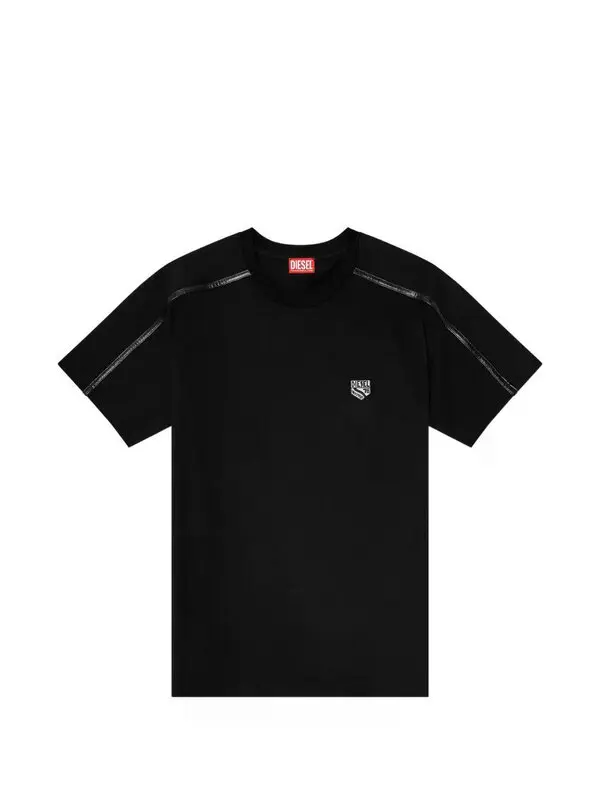 DIESEL® T-shirt With Contrast Trims And Logo Patch - Black