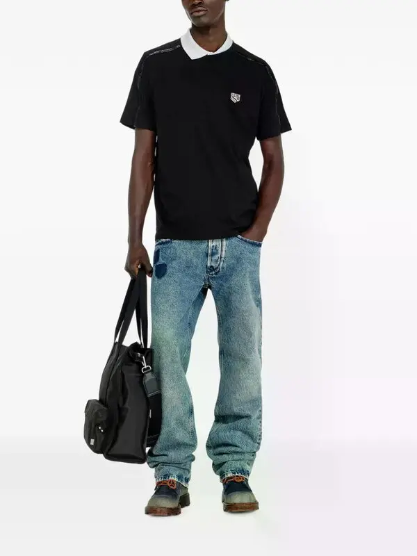DIESEL® T-shirt With Contrast Trims And Logo Patch - Black