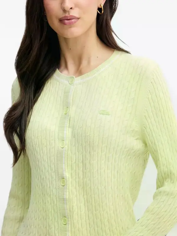 Lacoste Cable-knit Cardigan With Embroidered Logo