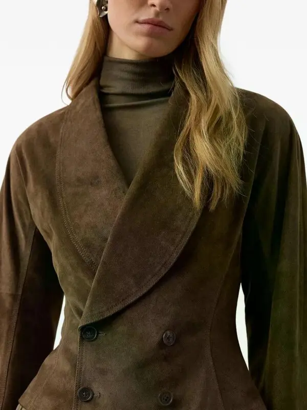 Ralph Lauren Trudie Double-breasted Suede Jacket - Brown