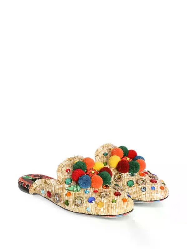 Dolce & Gabbana Embellished Pompom Mule