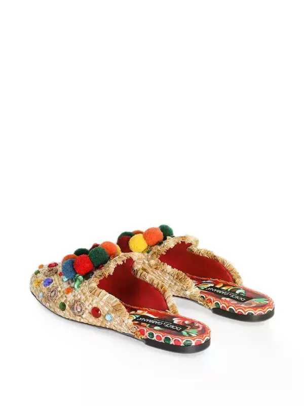 Dolce & Gabbana Embellished Pompom Mule