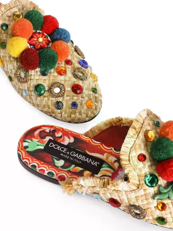 Dolce & Gabbana Embellished Pompom Mule