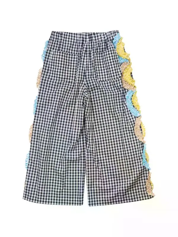 COMME DES GARÇONS TAO Gingham Ruffled Wide-leg Trousers