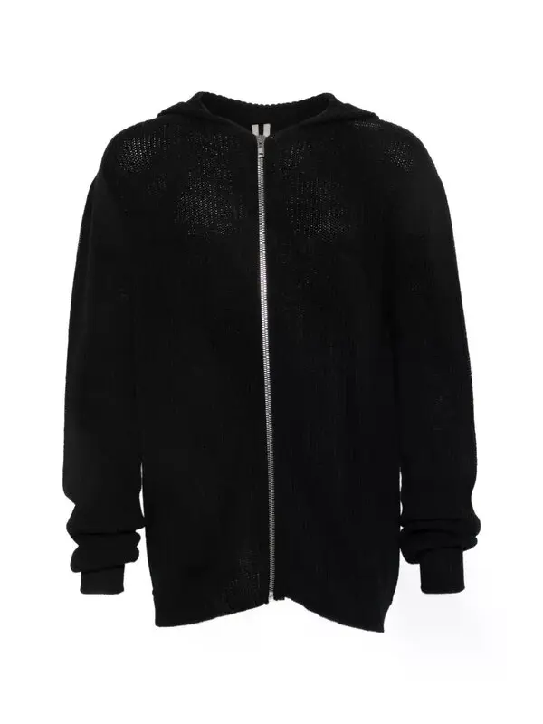 Rick Owens Ribbed Knit Zip-up Hoodie