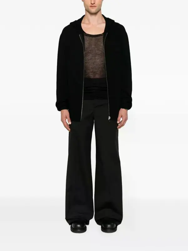 Rick Owens Ribbed Knit Zip-up Hoodie