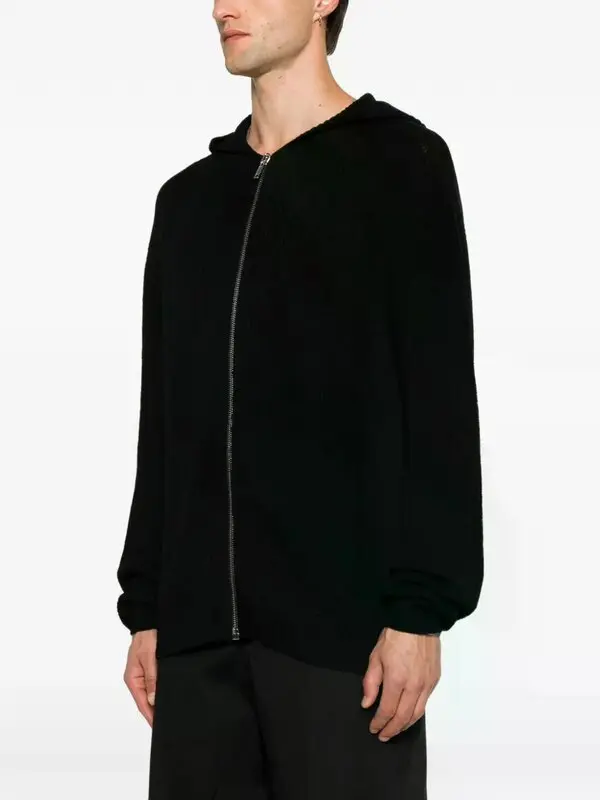 Rick Owens Ribbed Knit Zip-up Hoodie