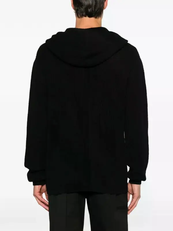 Rick Owens Ribbed Knit Zip-up Hoodie