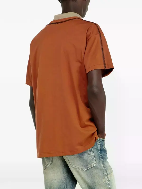 DIESEL® T-shirt With Contrast Trims And Logo Patch - Orange