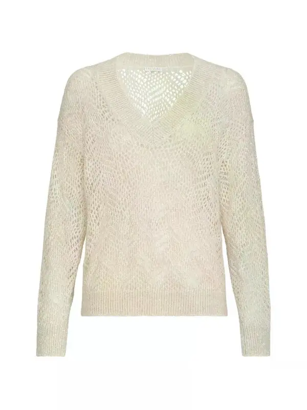 Brunello Cucinelli Mohair And Wool Abstract Leaf Sweater