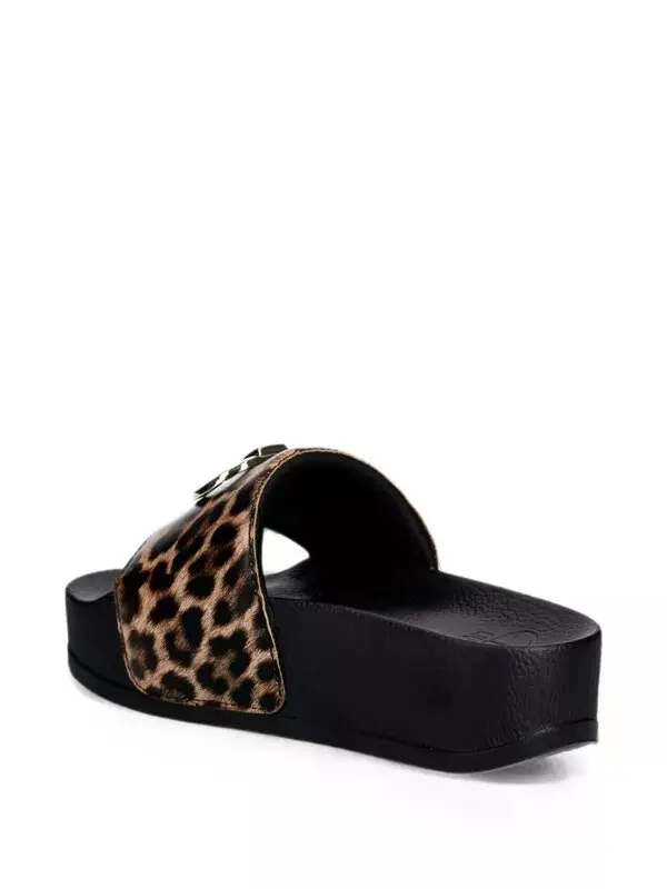 Liu Jo Leopard Print Logo Plaque Slides