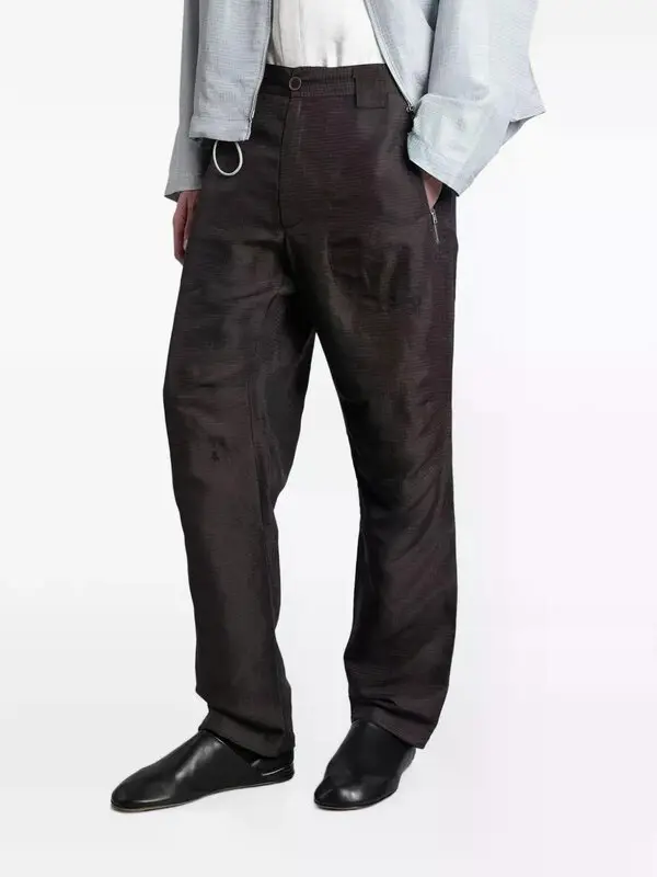 RANRA Grid-pattern Straight-leg Trousers