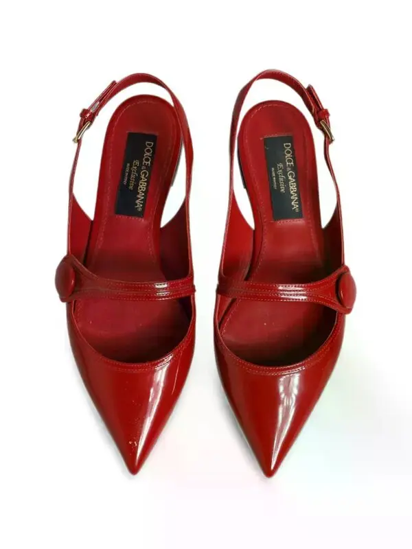 Dolce & Gabbana Patent Leather Pointed Toe Slingback Sandals