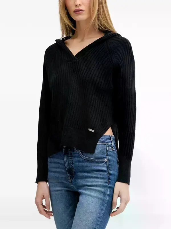 Dkny Ribbed Knit Hooded Sweater