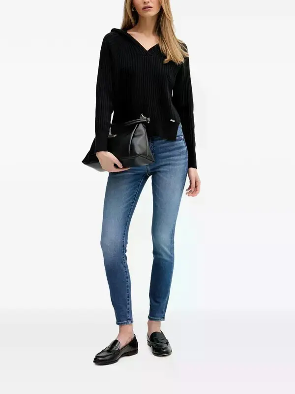 Dkny Ribbed Knit Hooded Sweater
