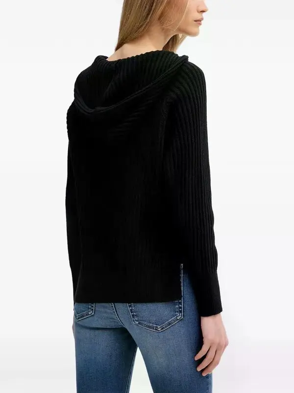 Dkny Ribbed Knit Hooded Sweater