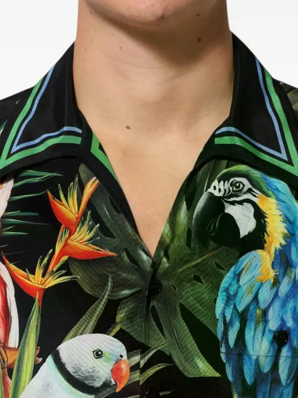 Dolce & Gabbana Parrot-print Long-sleeve Shirt