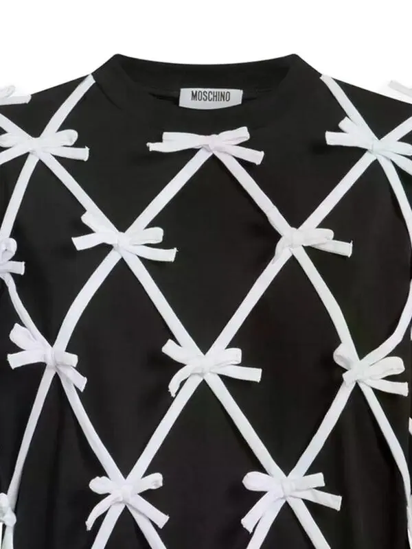 Moschino Bow-embellished Latticework T-shirt - Black