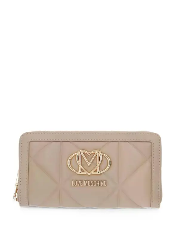 Moschino Quilted Logo-plaque Wallet - Neutrals