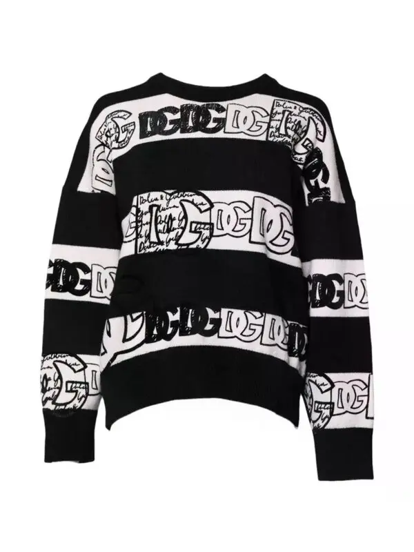 Dolce & Gabbana Striped Logo Print Sweater