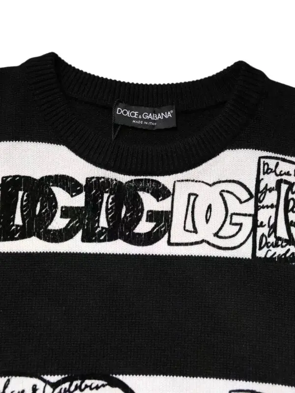 Dolce & Gabbana Striped Logo Print Sweater