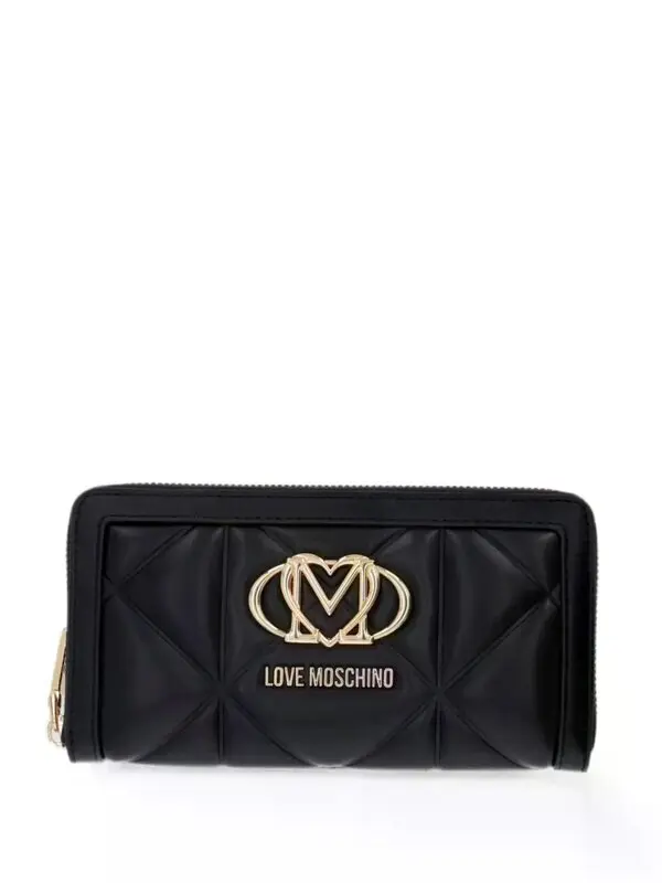 Moschino Quilted Logo-plaque Wallet - Black