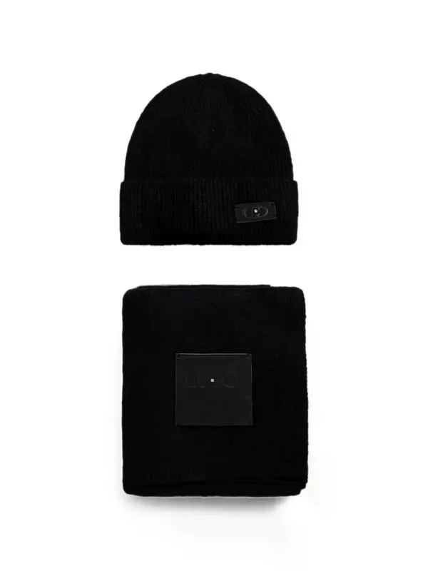 Liu Jo Logo-patch Beanie And Scarf Set - Black