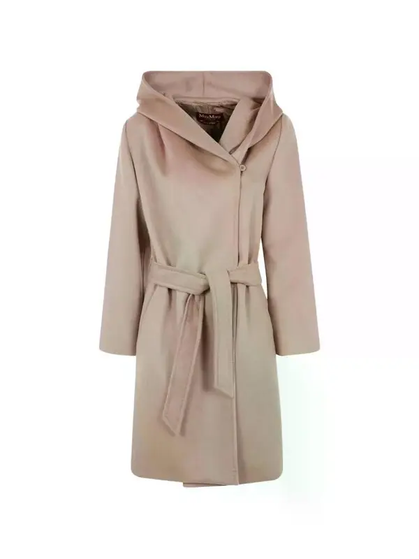 Max Mara Belted Hooded Coat - Neutrals