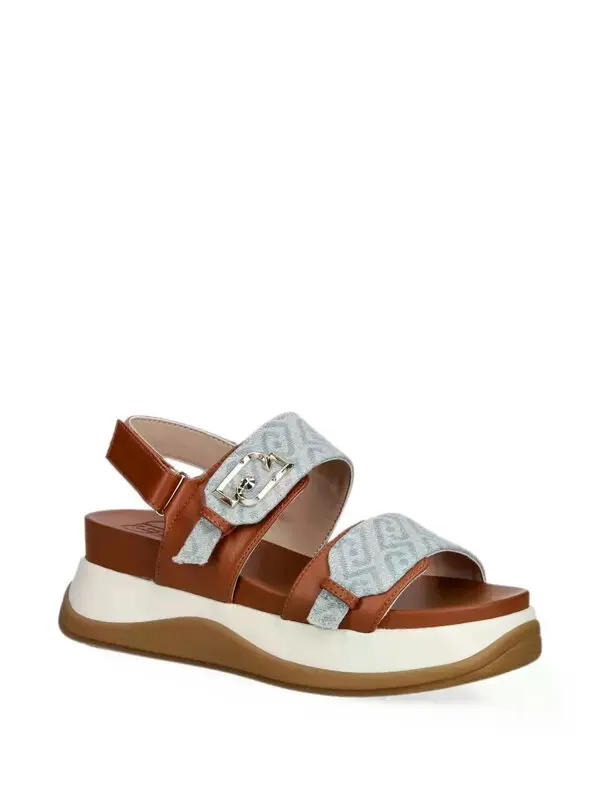 Liu Jo Monogram Pattern Touch-strap Platform Sandals