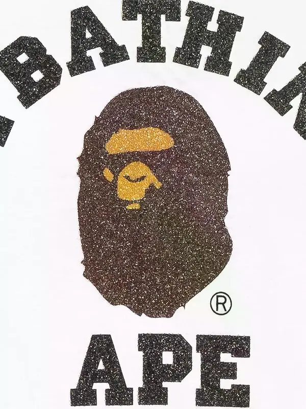 A BATHING APE Glass Beads College T-shirt - White