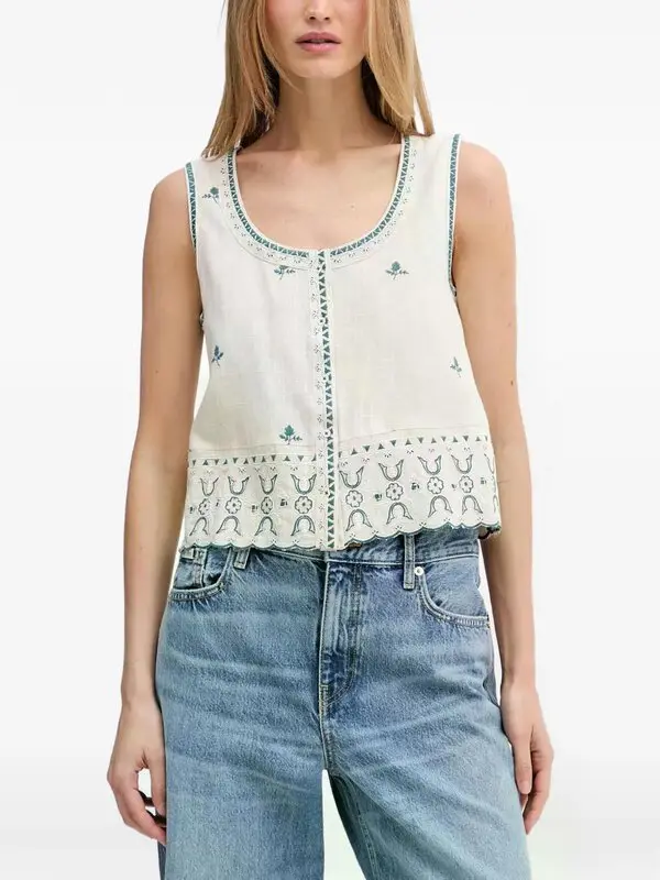 HOSS INTROPIA Carmela Scalloped-hem Blouse With Floral Embroidery