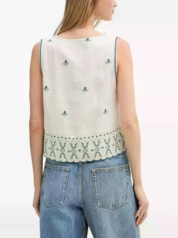 HOSS INTROPIA Carmela Scalloped-hem Blouse With Floral Embroidery