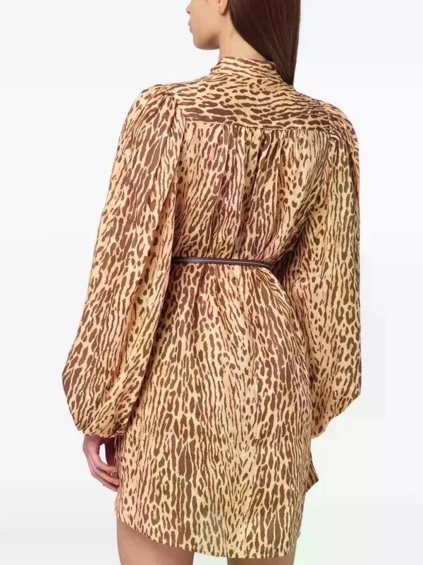 Zimmermann Leopard-print Balloon Sleeve Mini Dress - Neutrals