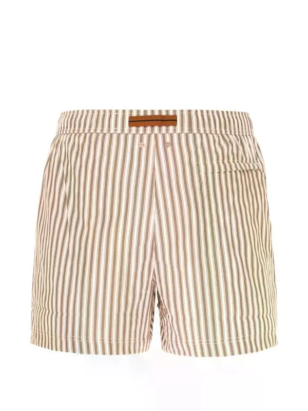 Zegna Striped Drawstring Swim Shorts - Neutrals