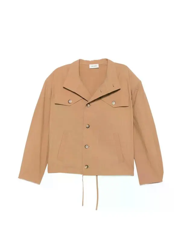 A.M.G. High-neck Button-up Jacket With Crinkled Texture