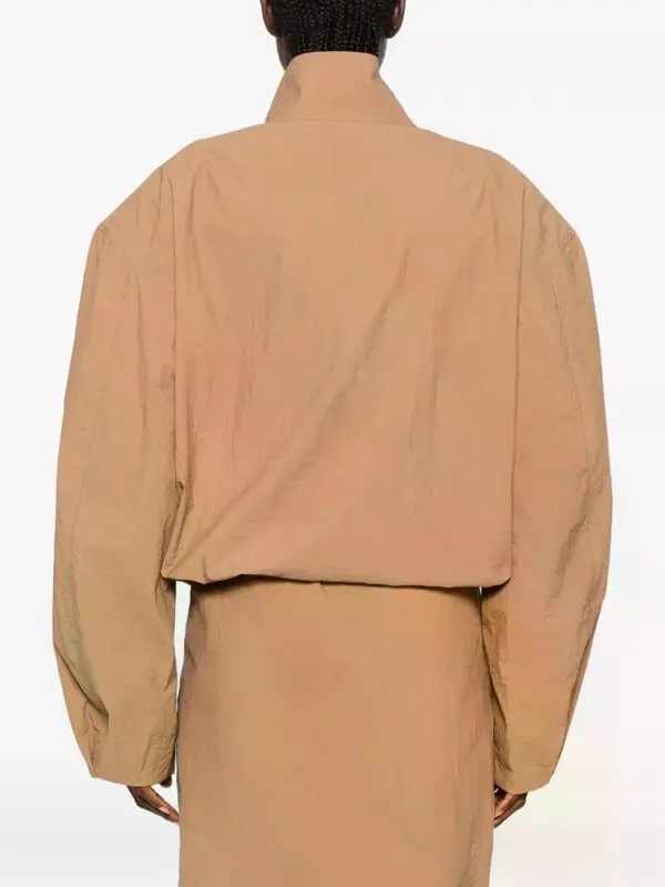 A.M.G. High-neck Button-up Jacket With Crinkled Texture