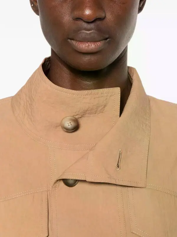 A.M.G. High-neck Button-up Jacket With Crinkled Texture