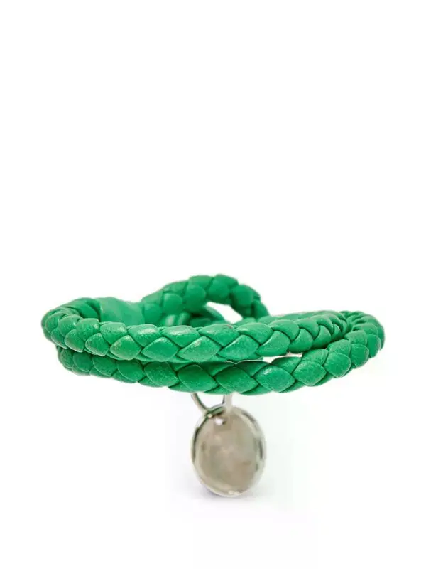 Bottega Veneta Intrecciato Double Knot Leather Bracelet - Green