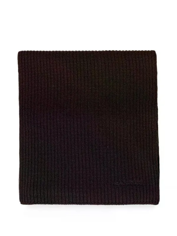 LANVIN Ribbed-knit Logo-embroidered Scarf