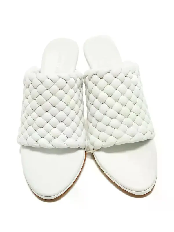 Bottega Veneta Leather Lido Woven Stiletto Heeled Sandals