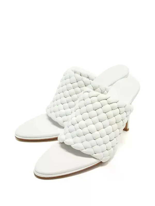 Bottega Veneta Leather Lido Woven Stiletto Heeled Sandals