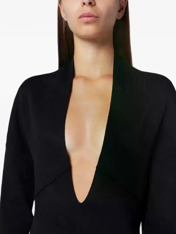 ENTIRE STUDIOS Plunge Neckline Long Sleeve Maxi Dress