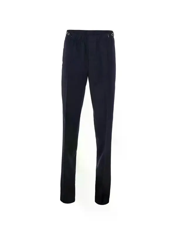 Givenchy Navy Pinstripe Logo Buckle Trousers