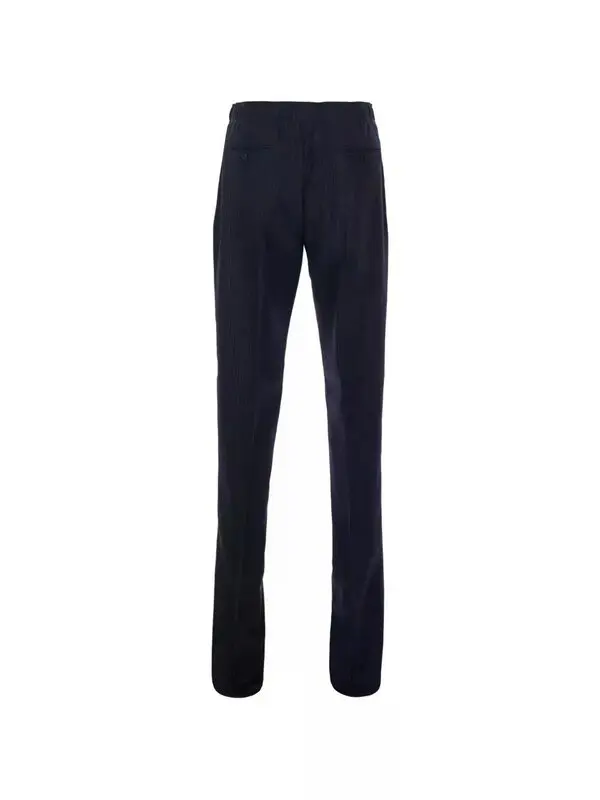 Givenchy Navy Pinstripe Logo Buckle Trousers