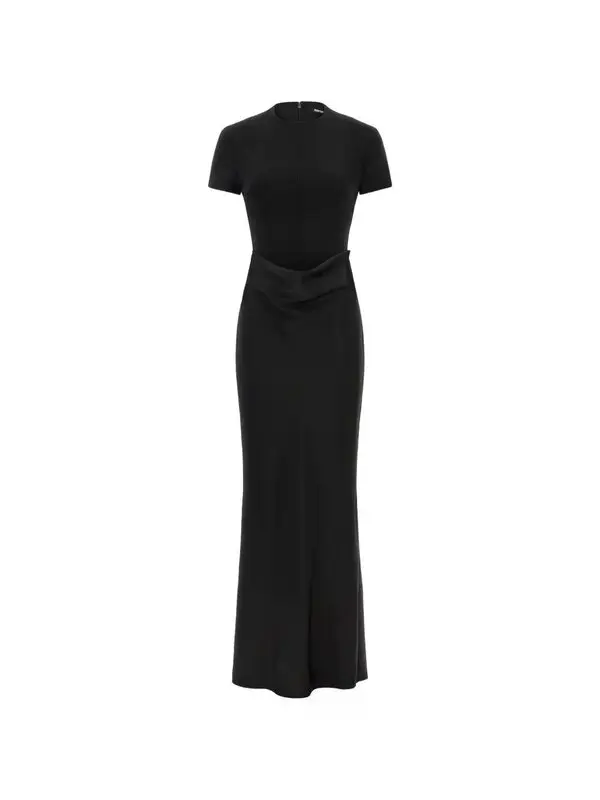 ROTATE BY BIRGER CHRISTENSEN Draped Waist Mermaid Maxi Dress - Black