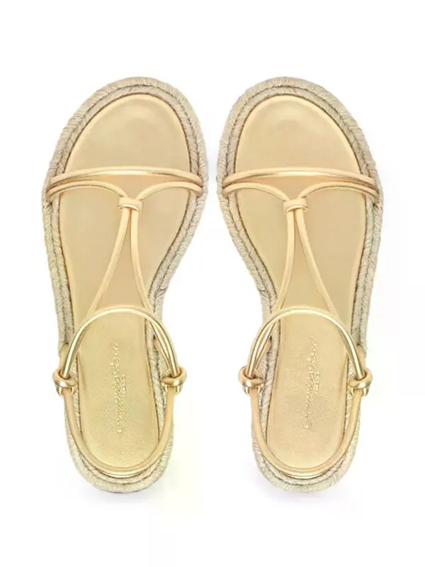 GIANVITO ROSSI Metallic Leather Bali Espadrilles